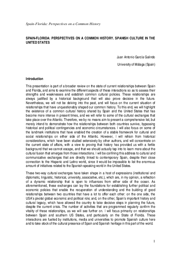 (PDF) Spain-Florida: Perspectives on a Common History. Spanish Culture ...
