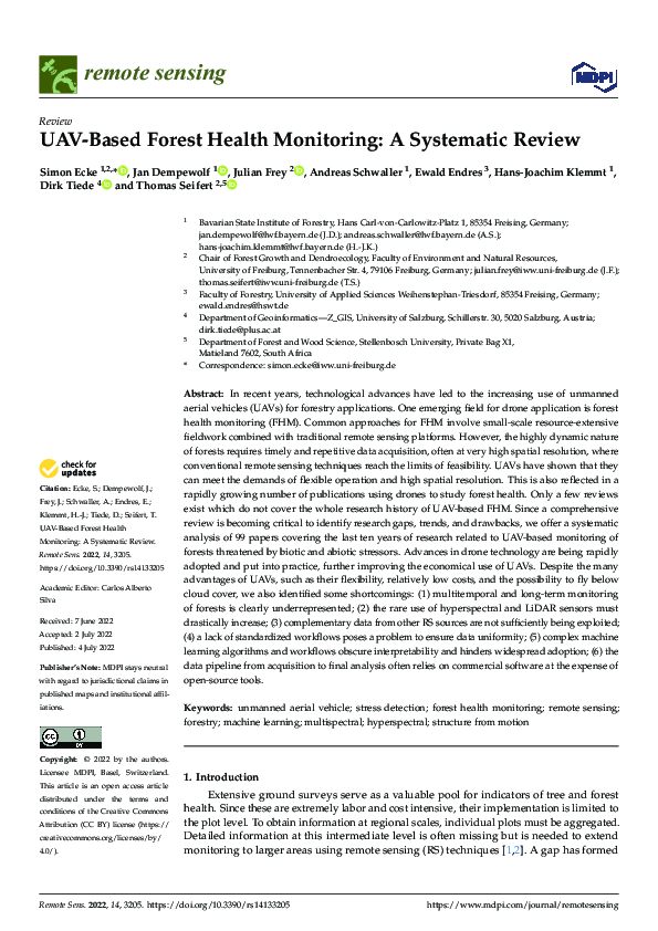 (PDF) UAV-Based Forest Health Monitoring: A Systematic Review