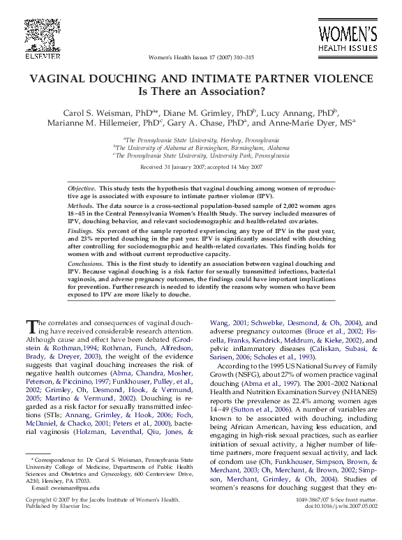 (PDF) Vaginal Douching and Intimate Partner Violence