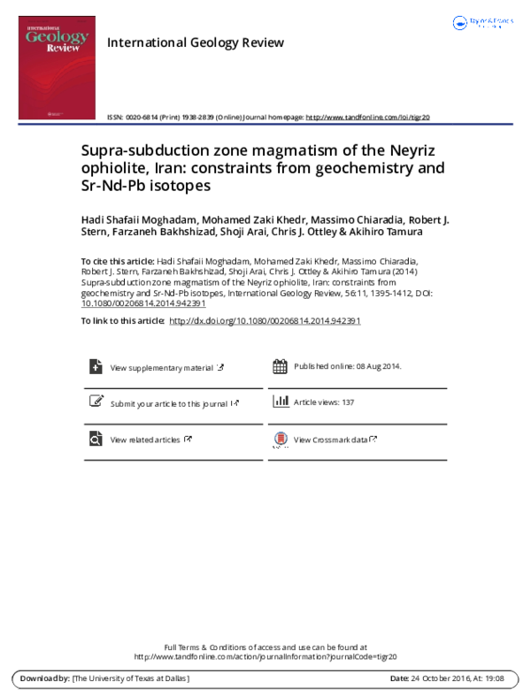 (PDF) Neyriz Ophiolite: SSZ Magmatism Insights