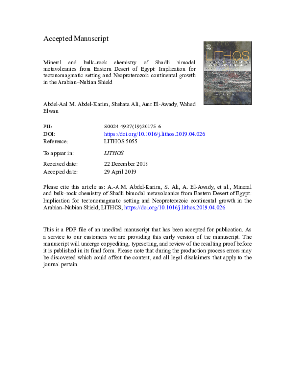 (PDF) Mineral and bulk–rock chemistry of Shadli bimodal metavolcanics ...