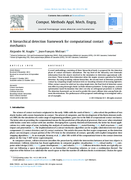 Pdf A Hierarchical Detection Framework For Computational Contact