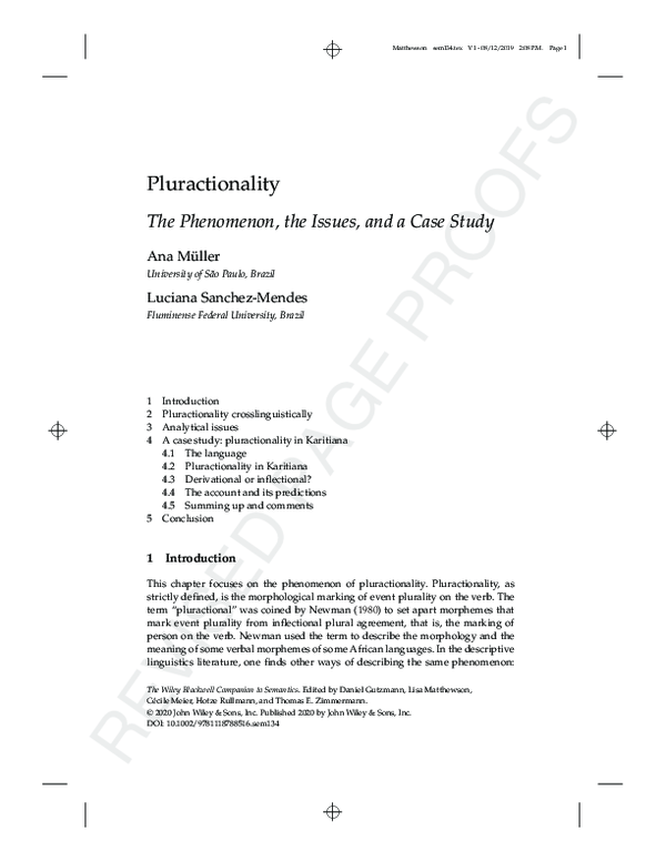 (PDF) Pluractionality: The Phenomenon, The Issues, and a Case Study