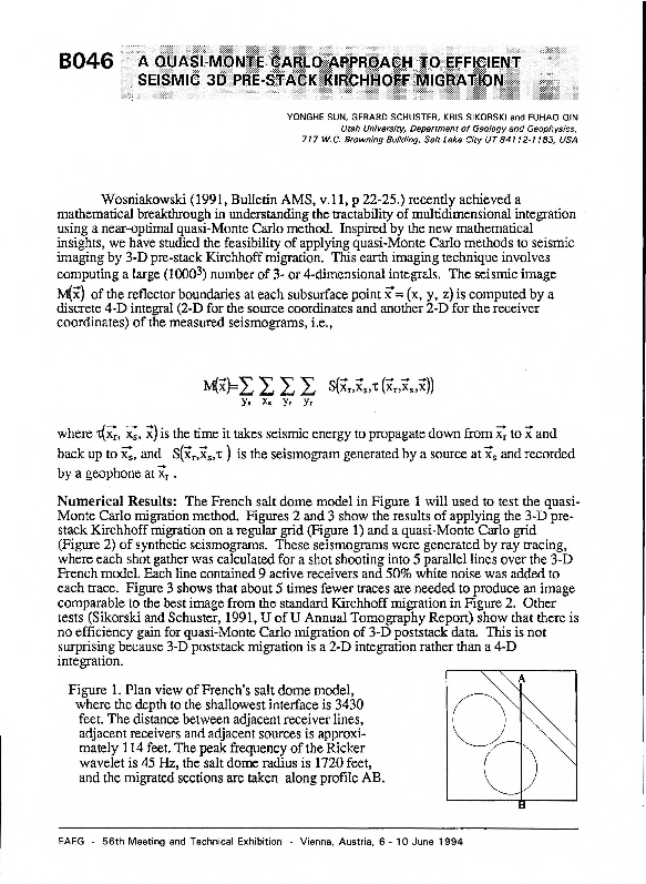 Pdf A Quasi Monte Carlo Approach To Efficient Seismic 3d Pre Stack Kirchoff Migration Fuhao