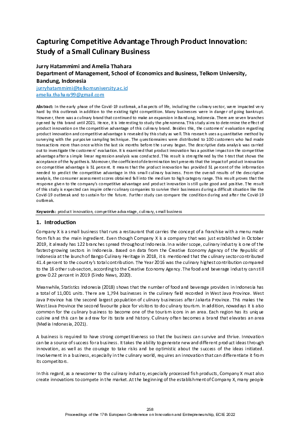 (PDF) Capturing Competitive Advantage through Product Innovation: Study ...