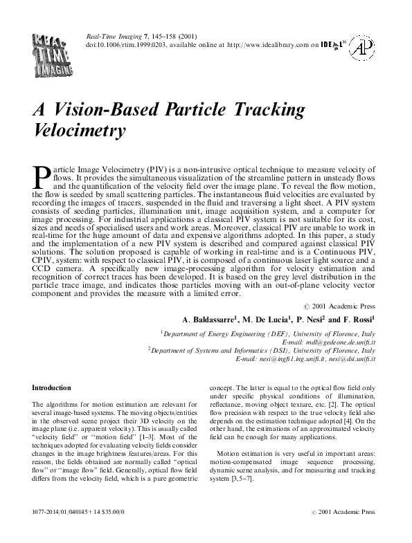 (PDF) A Vision-Based Particle Tracking Velocimetry