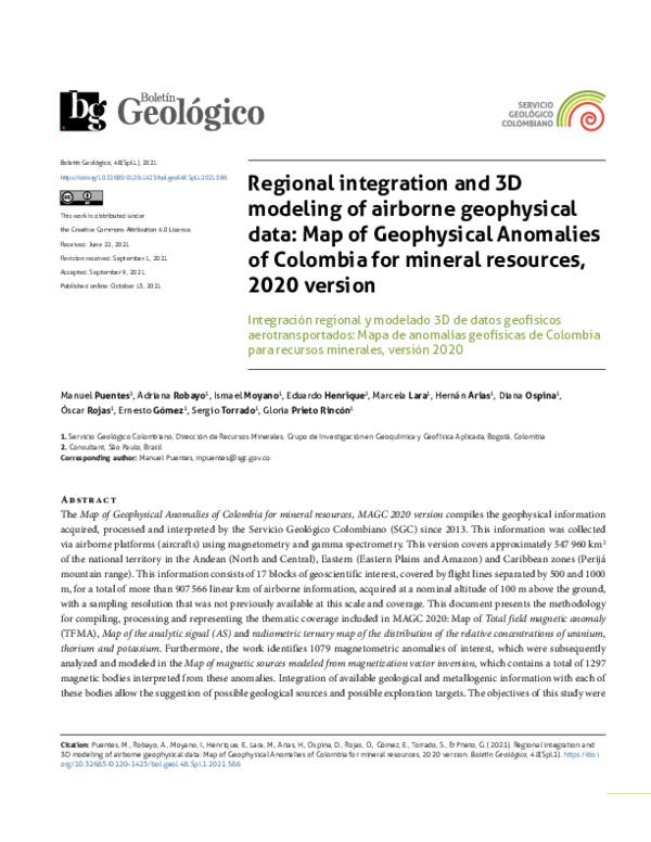 (PDF) Regional integration and 3D modeling of airborne geophysical data: Map of Geophysical ...