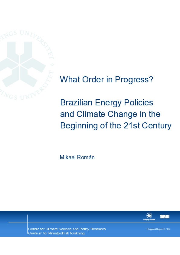 (PDF) What order in progress? Brazilian energy policies and climate ...