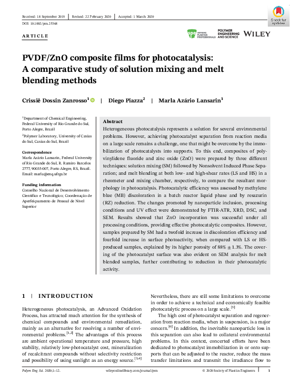 (PDF) PVDF/ZnO composite films for photocatalysis: A comparative study ...