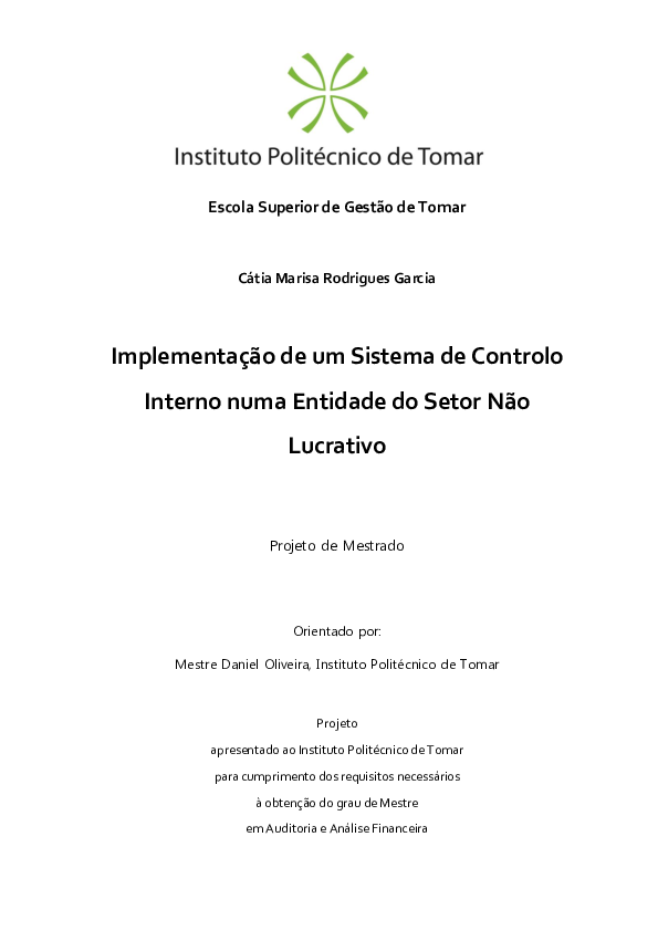 (PDF) Implementação de um sistema de controlo interno numa entidade do ...