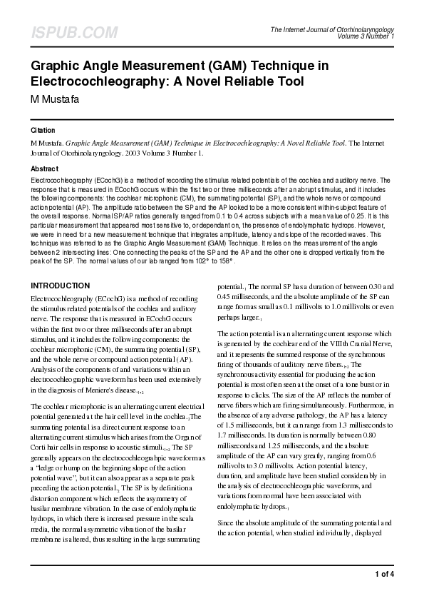 (PDF) Graphic Angle Measurement (GAM) Technique in Electrocochleography ...