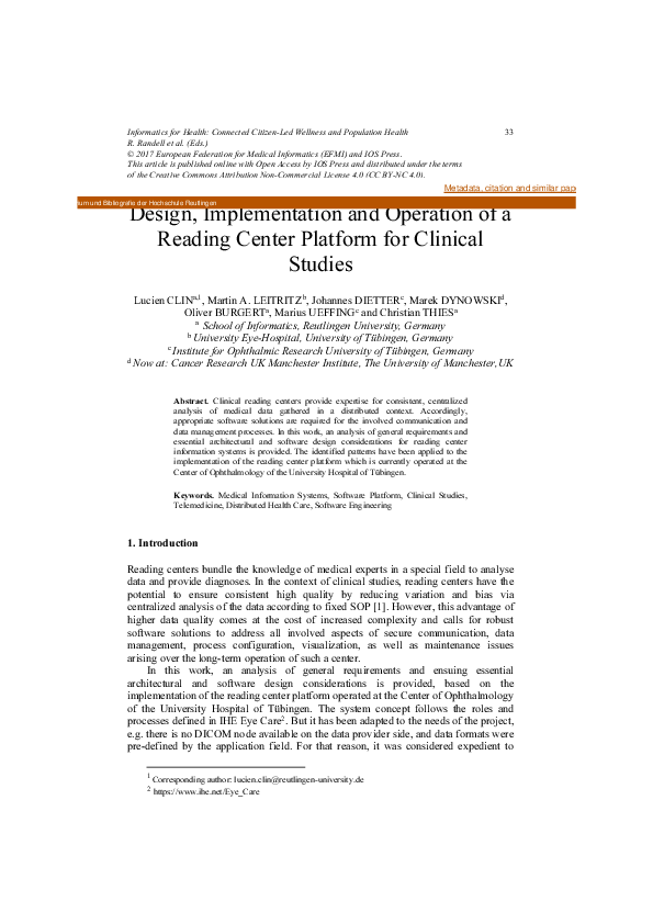 (PDF) Design, Implementation and Operation of a Reading Center Platform ...