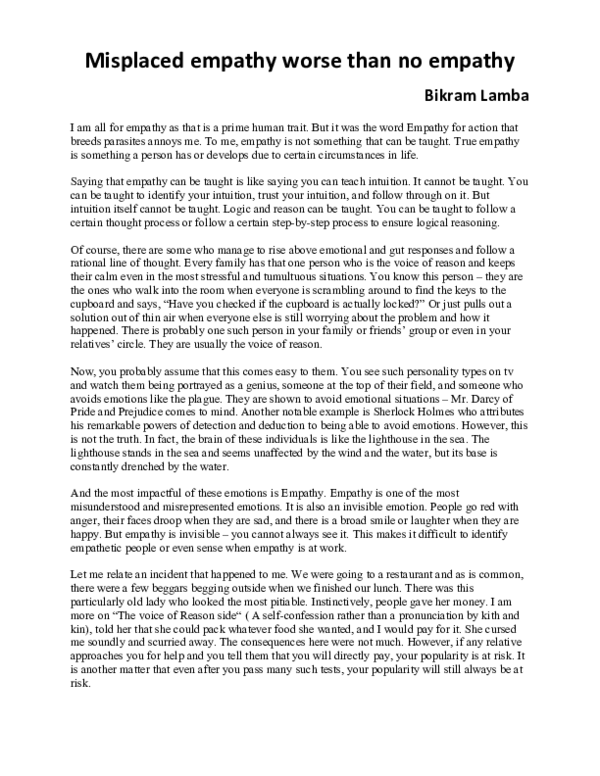 (DOC) Misplaced empathy worse than no empathy
