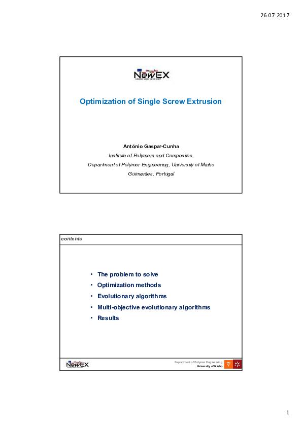 (PDF) Optimization of single screw extrusion