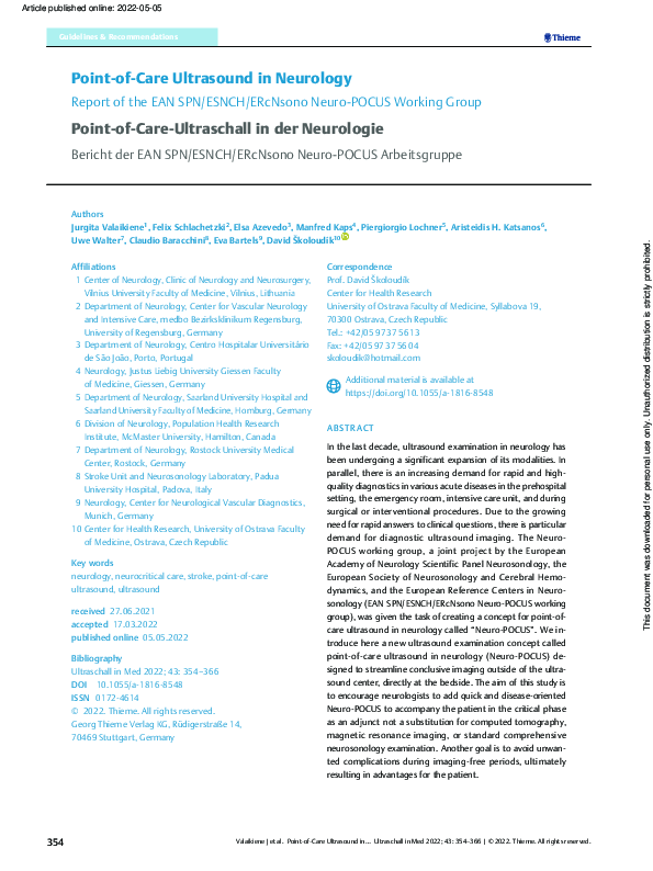(PDF) Point-of-Care Ultrasound in Neurology – Report of the EAN SPN ...