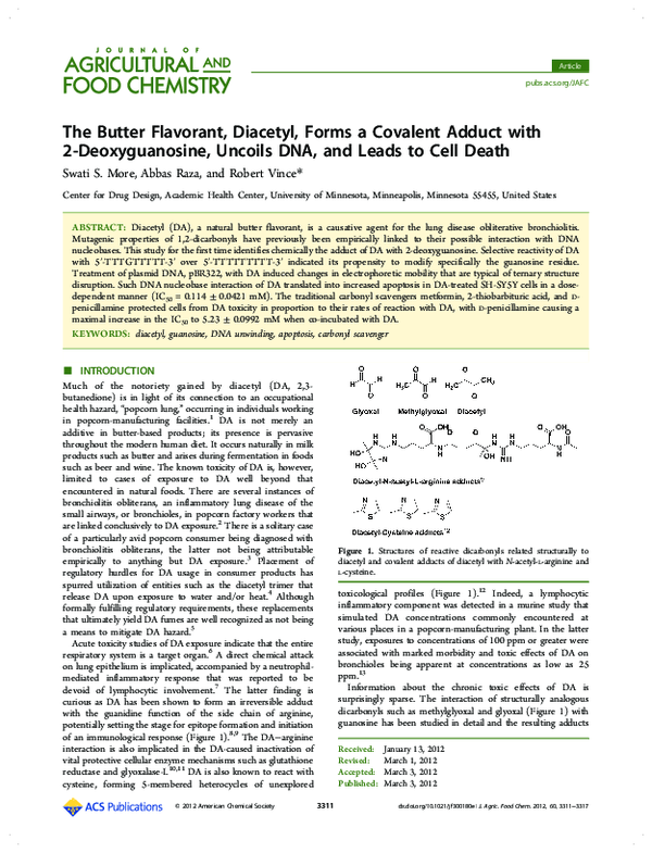 (PDF) The Butter Flavorant, Diacetyl, Forms a Covalent Adduct with 2 ...
