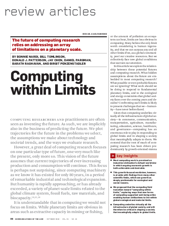 (PDF) Computing within limits