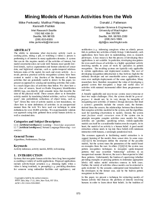 (PDF) Mining models of human activities from the web | Donald Patterson ...