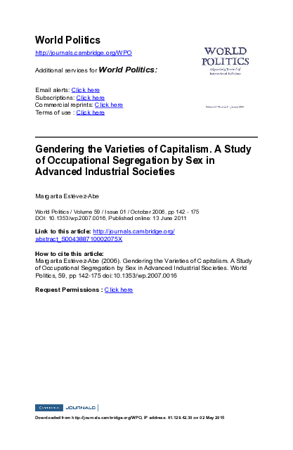 (PDF) Gendering the Varieties of Capitalism. A Study of Occupational ...