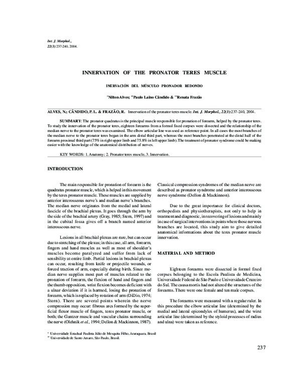 (PDF) Innervation of the Pronator Teres Muscle | Mehmet Alp - Academia.edu