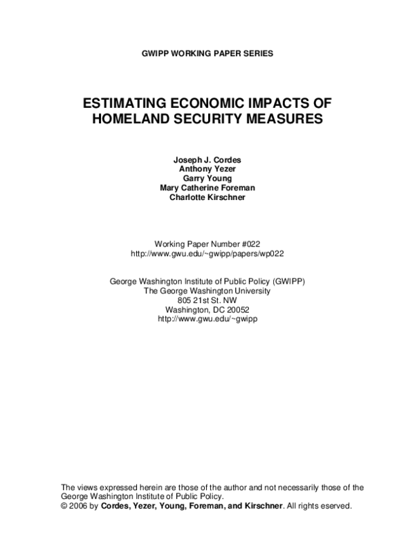 (PDF) Estimating Economic Impacts of Homeland Security Measures ...