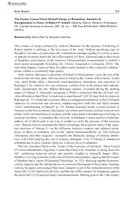 (PDF) Review of The Center is Jesus Christ Himself: Essays on ...