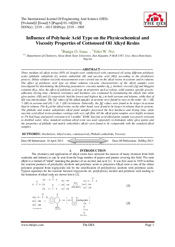 (PDF) Influence of Polybasic Acid Type on the Physicochemical and ...