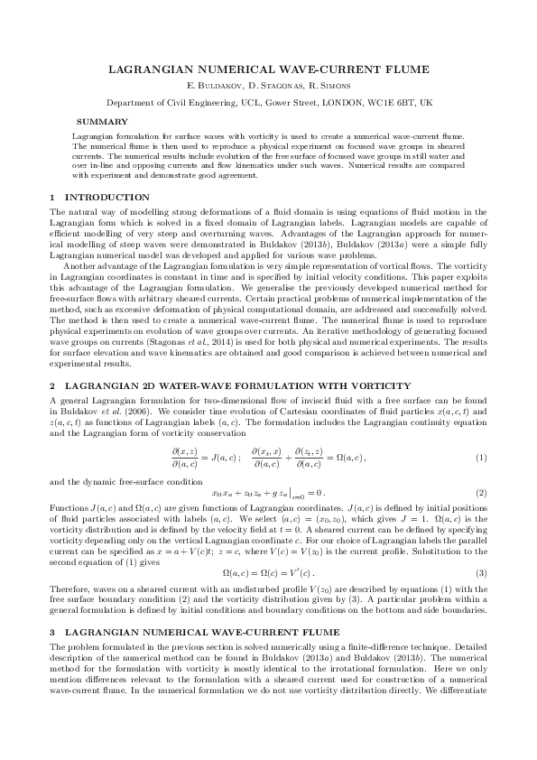 (PDF) Lagrangian numerical wave-current flume | Richard Simons - Academia.edu