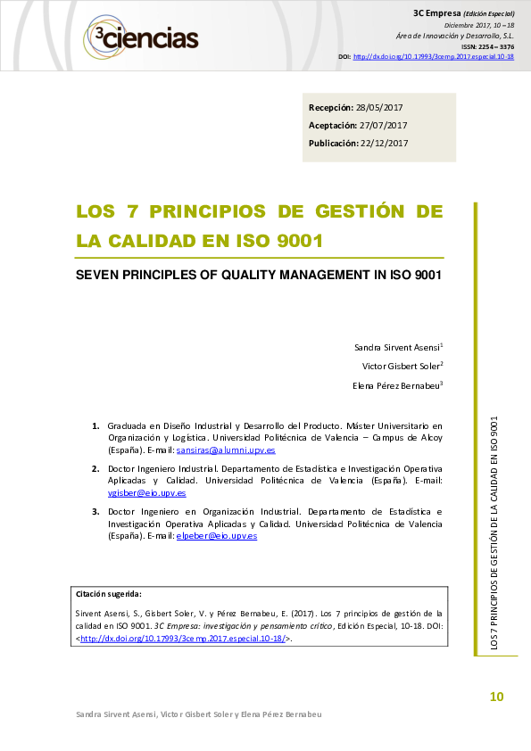 (PDF) Los 7 principios de gestión de la calidad en ISO 9001