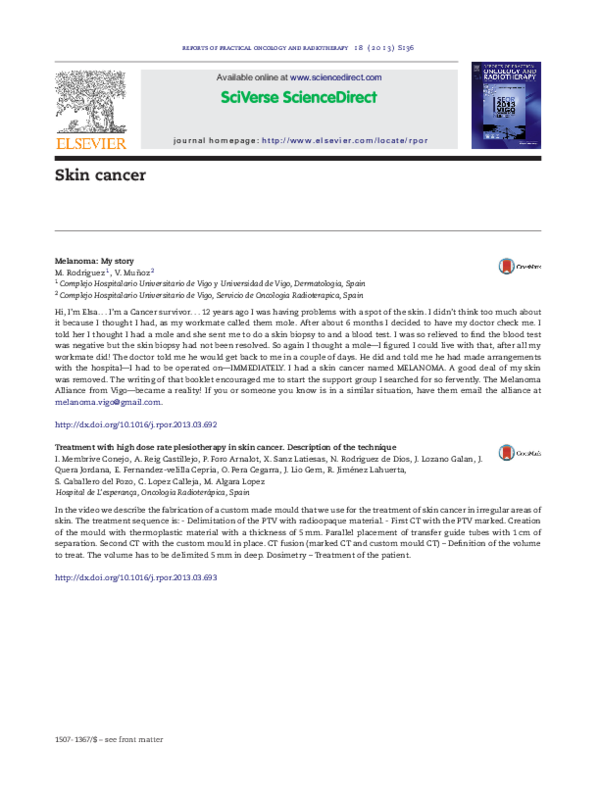 (PDF) Treatment with high dose rate plesiotherapy in skin cancer ...