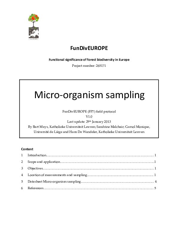 (PDF) Micro‐organism sampling