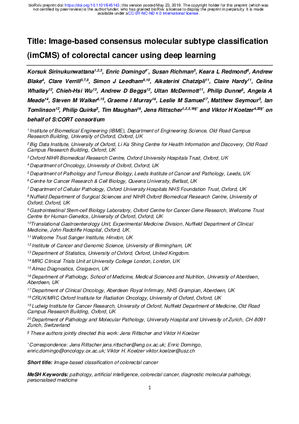 (PDF) Title: Image-based consensus molecular subtype classification ...