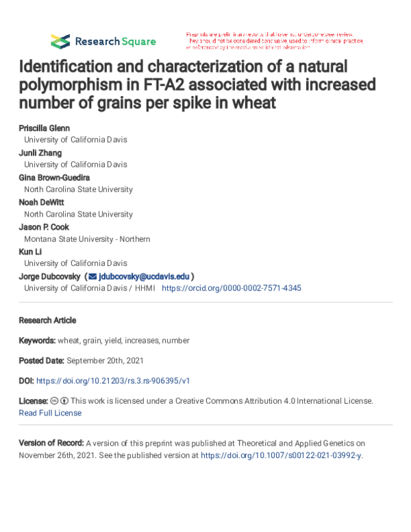 (PDF) Identification and characterization of a natural polymorphism in ...