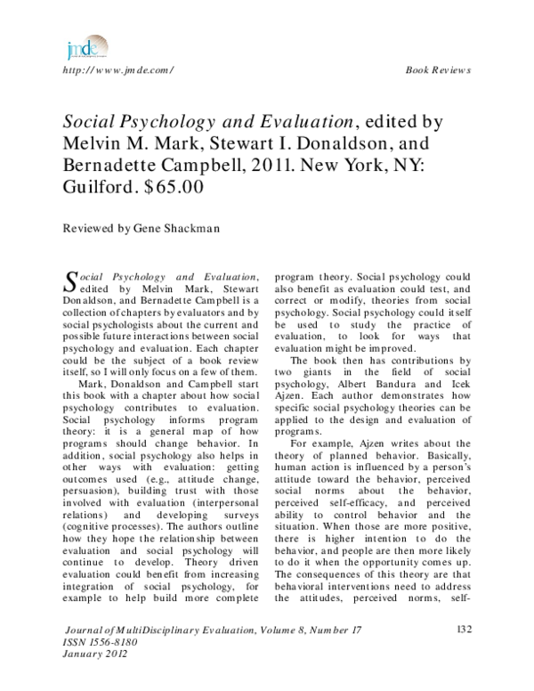 (PDF) Social psychology and evaluation