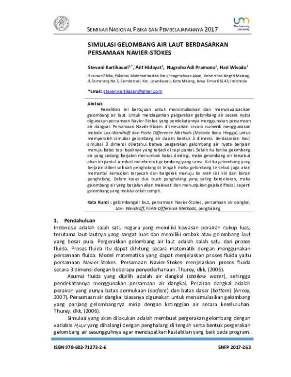 (PDF) Simulasi Gelombang Air Laut Berdasarkan Persamaan Navier-Stokes
