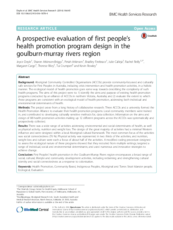 (PDF) A prospective evaluation of first people’s health promotion ...