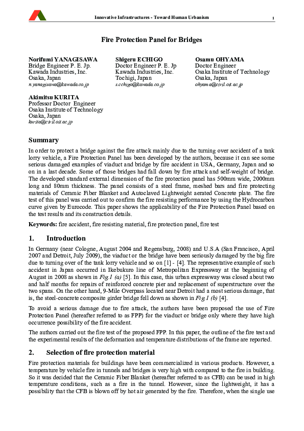(PDF) Fire Protection Panel for Bridges
