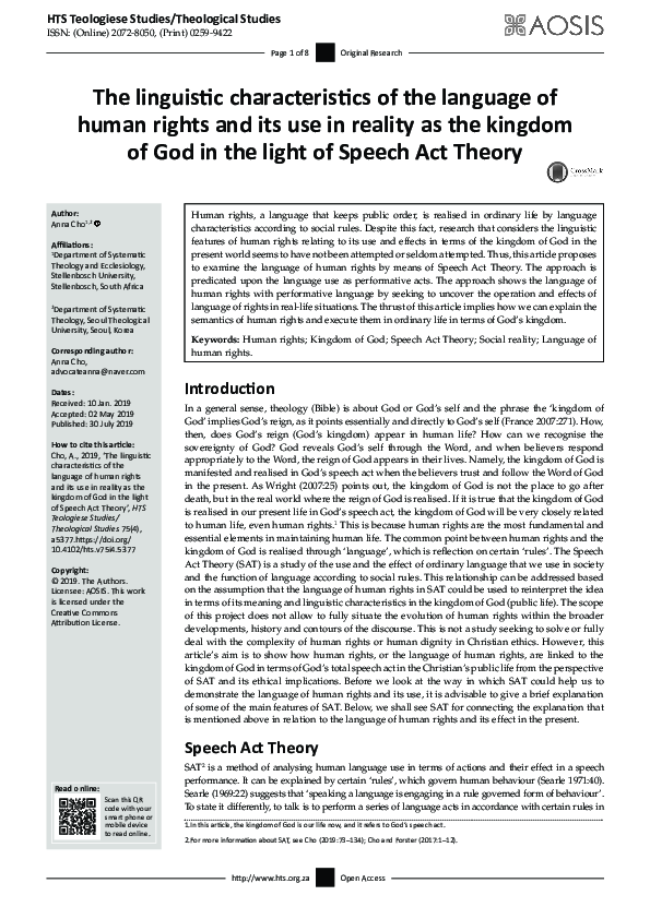 (PDF) The linguistic characteristics of the language of human rights ...