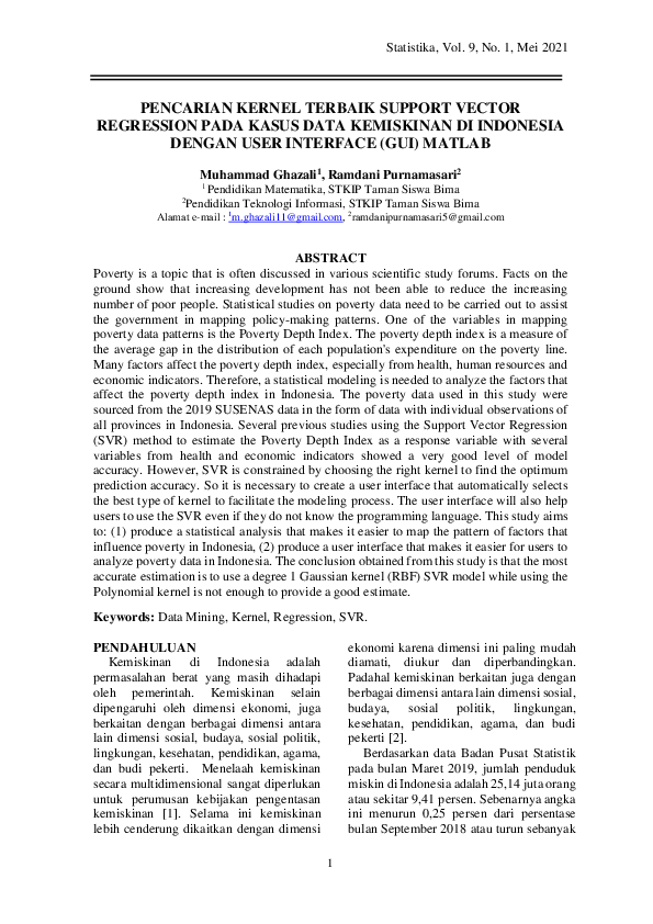 (PDF) Pencarian Kernel Terbaik Support Vector Regression Pada Kasus Data Kemiskinan DI Indonesia ...