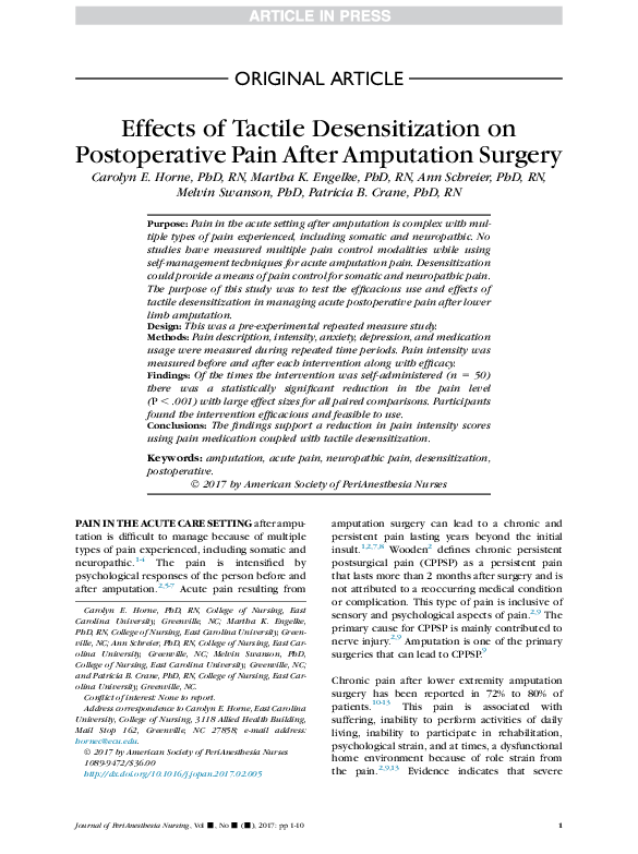 (PDF) Effects of Tactile Desensitization on Postoperative Pain After ...
