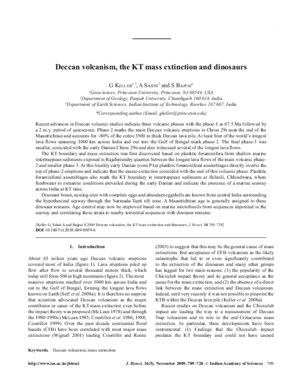 (PDF) Deccan volcanism, the KT mass extinction and dinosaurs