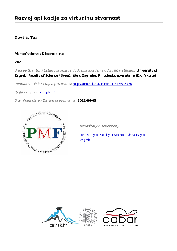 (PDF) Virtual reality application development