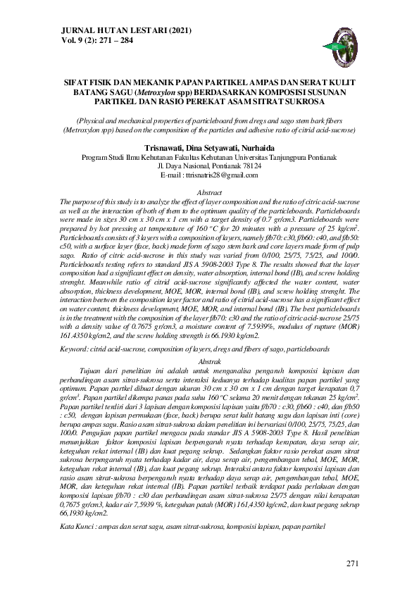 (PDF) SIFAT FISIK DAN MEKANIK PAPAN PARTIKEL AMPAS DAN SERAT KULIT ...