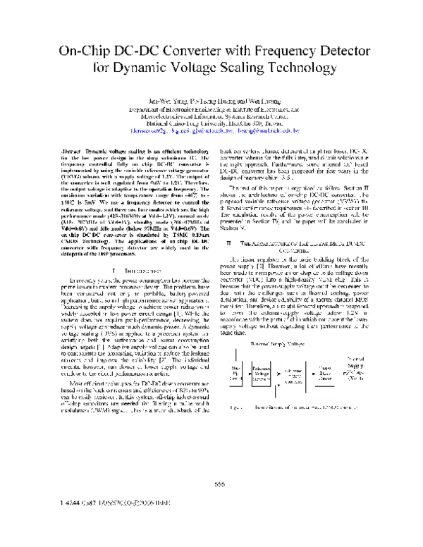 Pdf On Chip Dc Dc Converter With Frequency Detector For Dynamic Voltage Scaling Technology