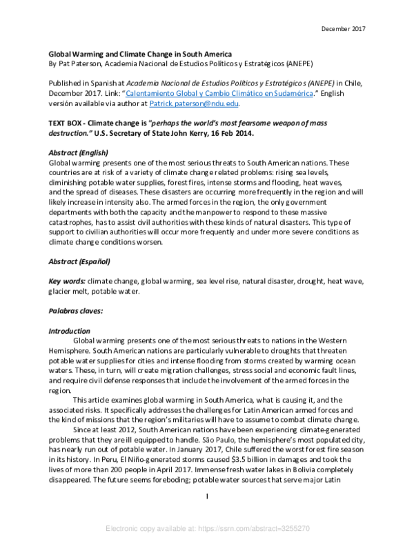 (PDF) Global Warming and Climate Change in South America