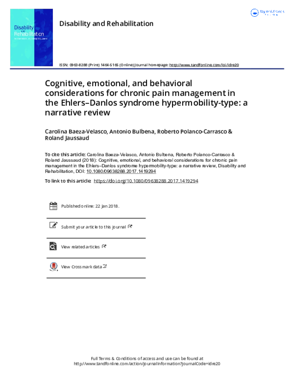 (PDF) Cognitive, emotional, and behavioral considerations for chronic ...