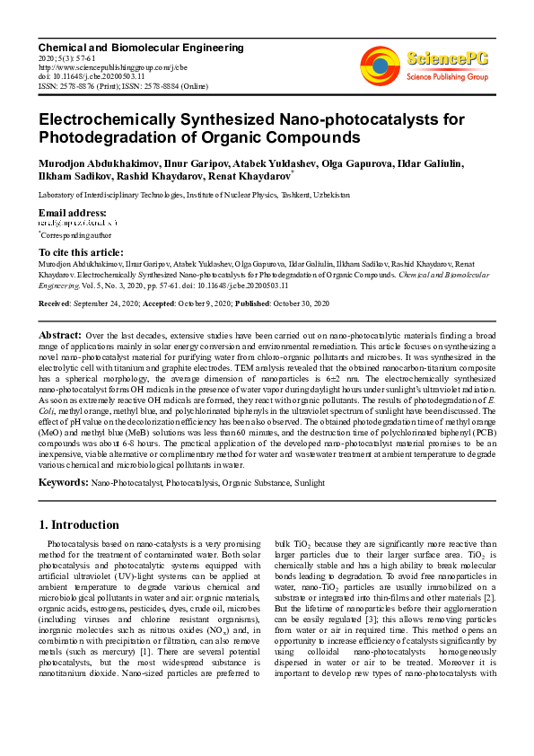 (PDF) Electrochemically Synthesized Nano-photocatalysts for ...