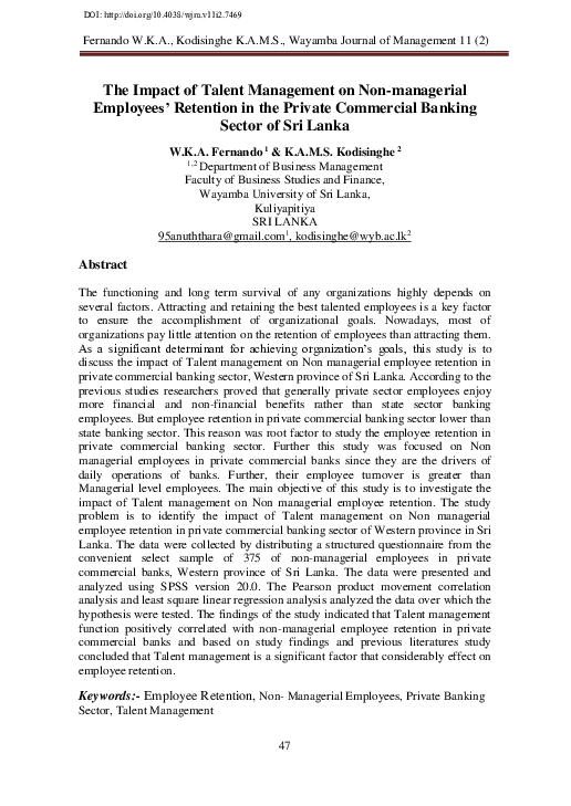 (PDF) The Impact of Talent Management on Non-managerial Employees ...