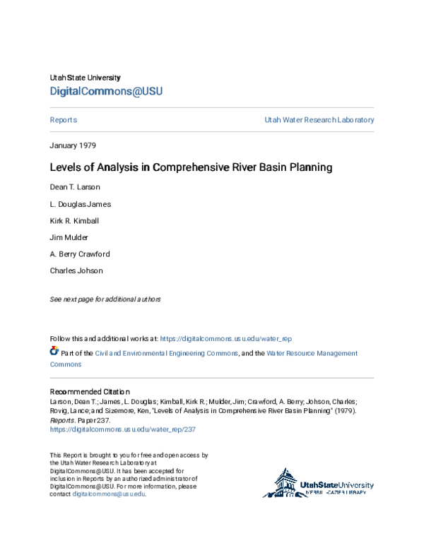 (PDF) Levels of analysis in comprehensive river basin planning