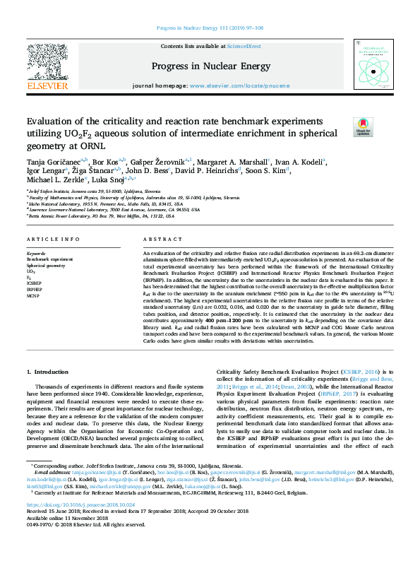 (PDF) Evaluation of the criticality and reaction rate benchmark ...